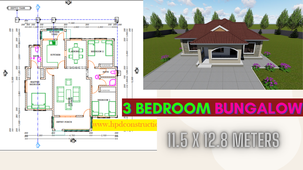 Elegant Simple House Design with 3 Bedrooms (PDF) for 50 x 100 Plot (11 ...